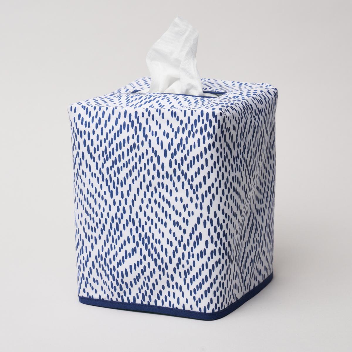 Duma Diamond Tissue Box Cover, Navy | Schumacher Design Shop